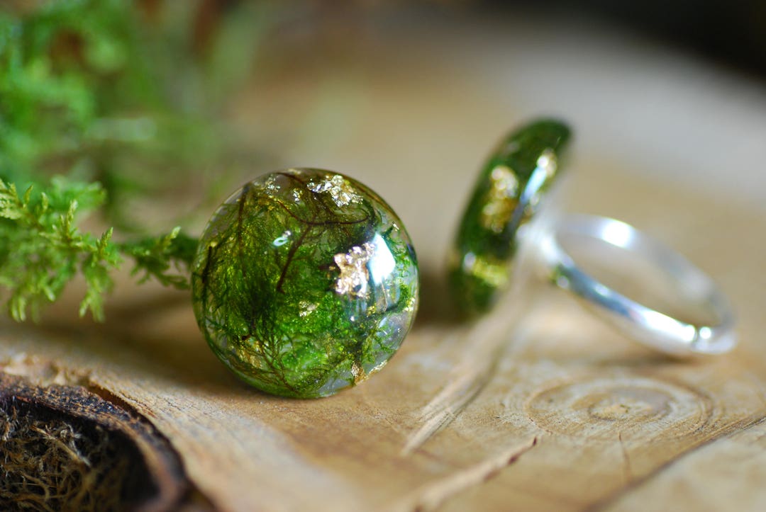 Nature Ring Terrarium Ring Moss Ring Adjustable Ring Real - Etsy