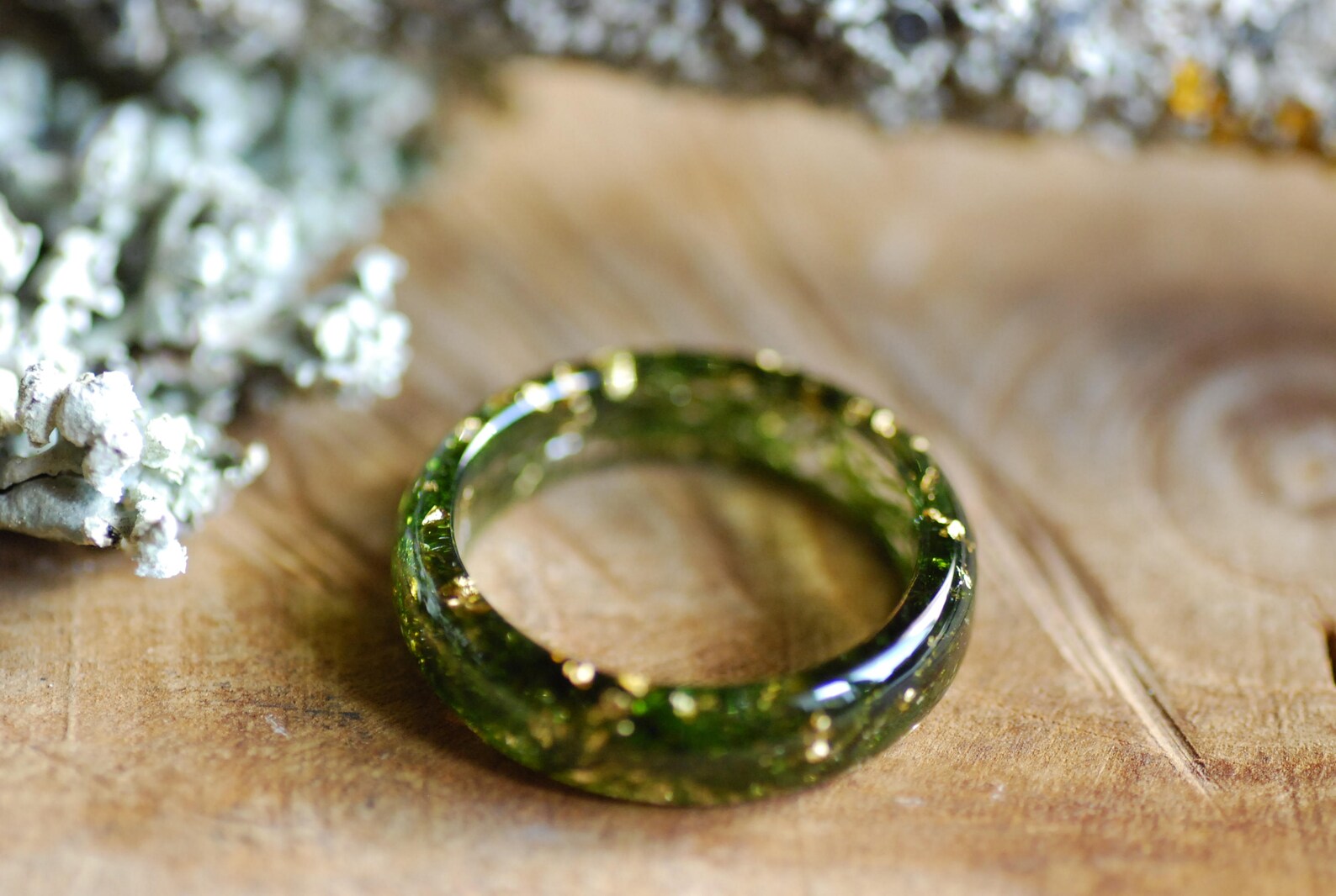 Real Moss Ring Nature Ring Gold Moss Ring Green Resin Ring - Etsy