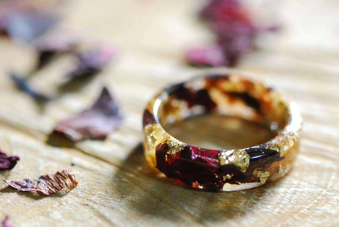 Poppy Flower Ring, Botanical Resin Ring, Pressed Flower Ring, Jasmine ...