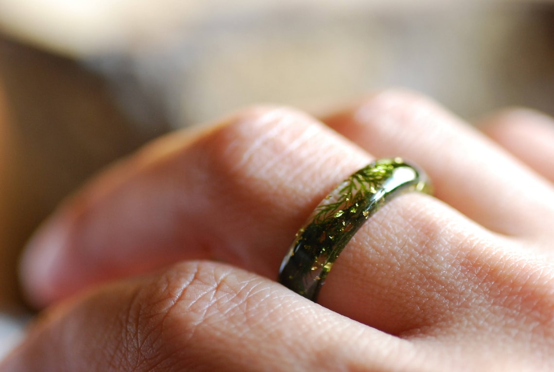 Real Moss Ring Nature Ring Gold Moss Ring Green Resin Ring - Etsy Australia
