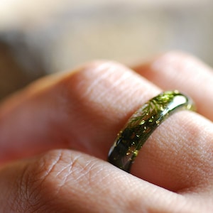 Real Moss Ring, Nature Ring, Gold Moss Ring, Green Resin Ring, Fairy ...