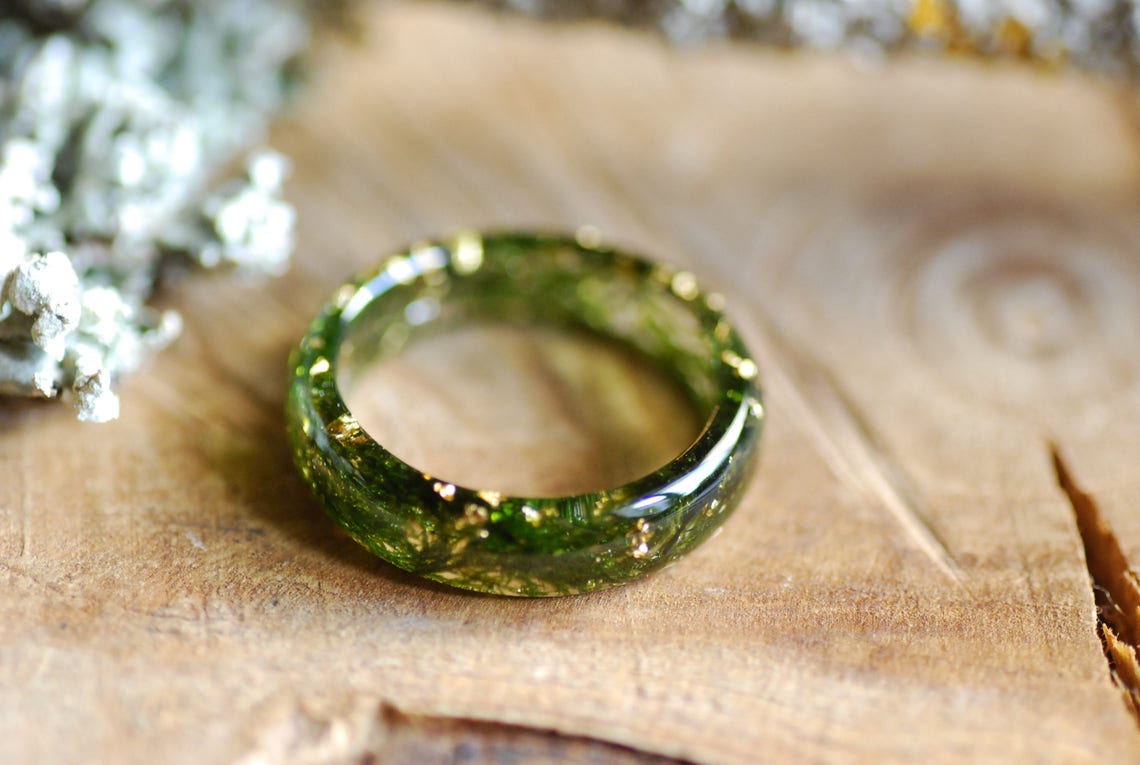 Real Moss Ring Nature Ring Gold Moss Ring Green Resin Ring - Etsy Australia