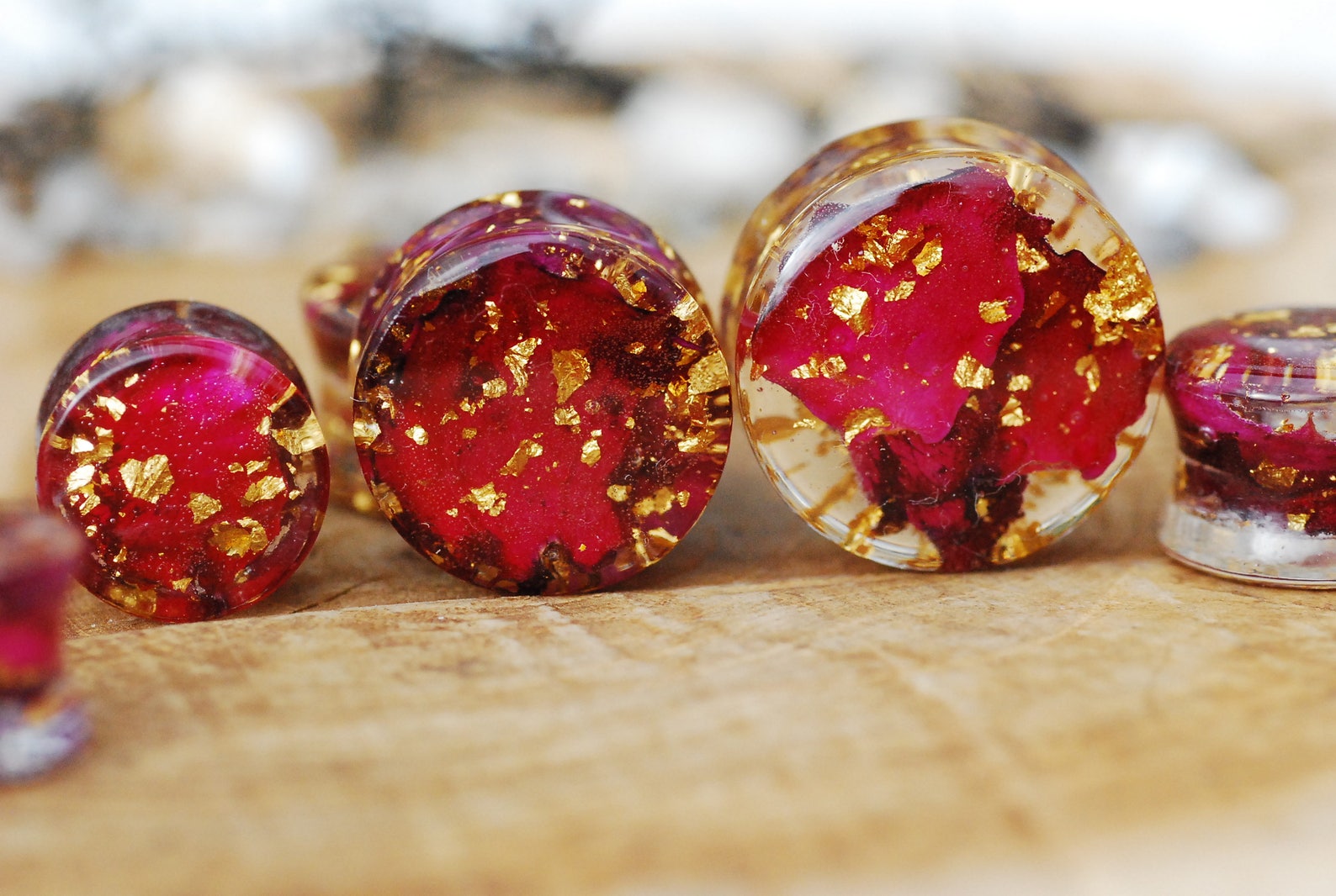 Bouchons de Rose rouge jauges doreille en or 24K Floral | Etsy