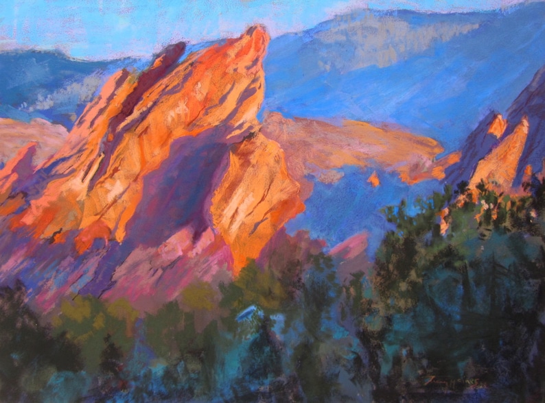 PRINT Red Rocks Sunset Landscape Paintings Mountains Colorado - Etsy