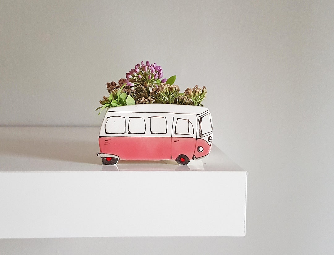 Small Pink Van Planter. Perfect Cactus or Succulent Planter. Unique ...