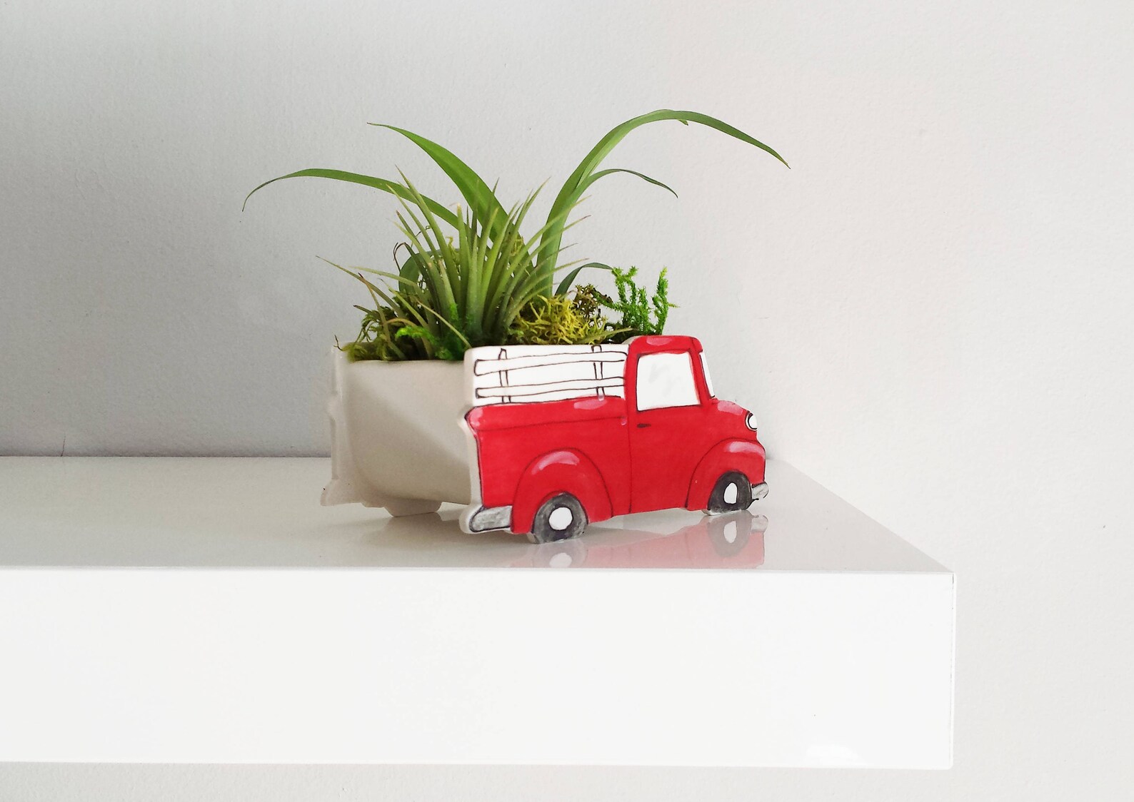 Red Vintage Pickup Truck Ceramic Planter. Old Truck Planter | Etsy