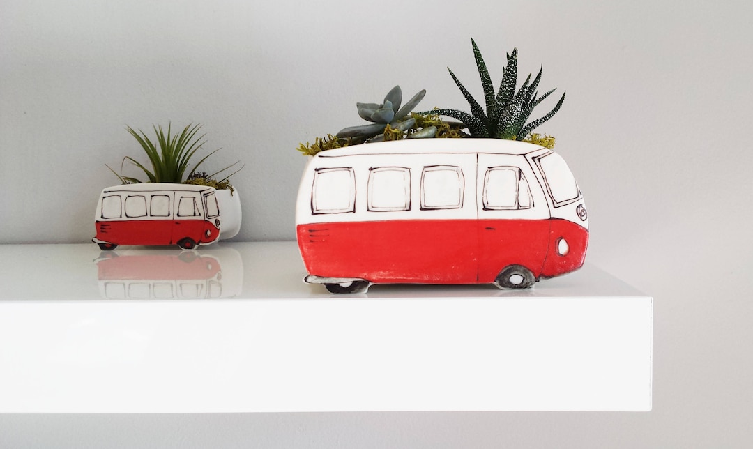 Large Red Van Planter. Perfect Cactus or Succulent Planter. Unique ...
