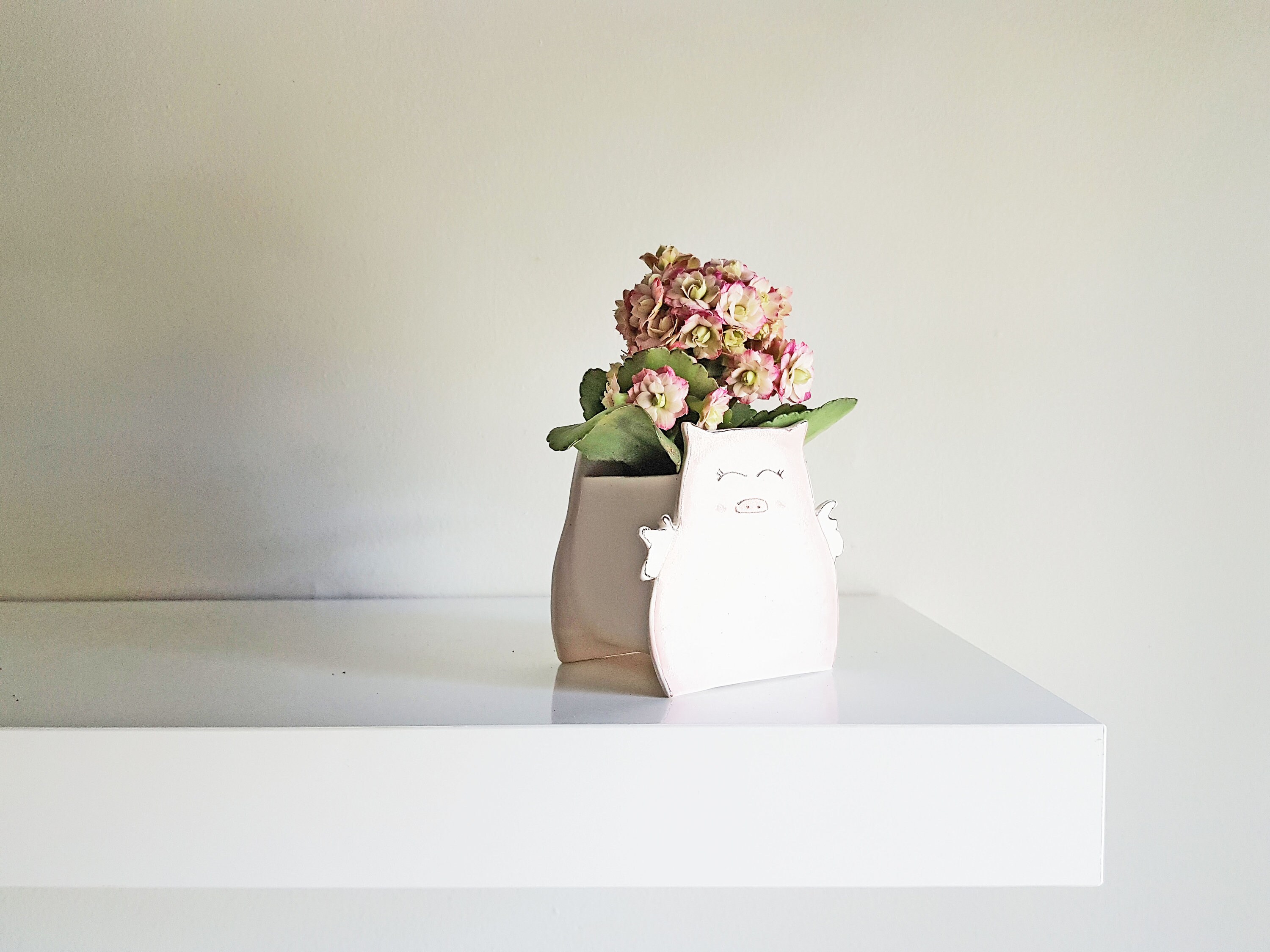 Small Pink Flying Pig Planter. Little Piggy Ceramic Vase Perfect for ...