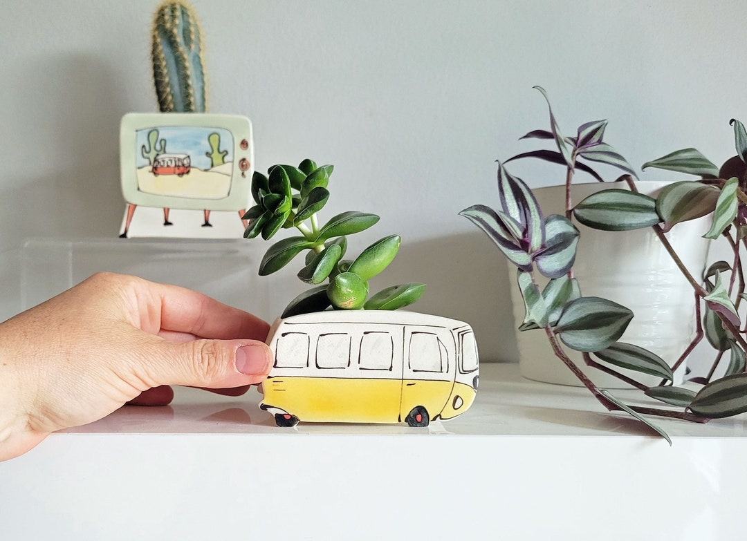 Small Yellow Van Planter. Small Planter Perfect for Cactus or Succulent ...