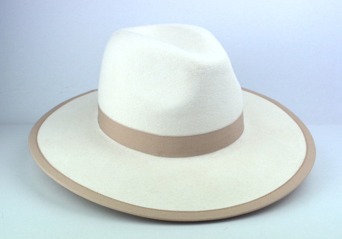 Wide Brim Fedora The ARCH White Wide Brim Hat For Women | Etsy