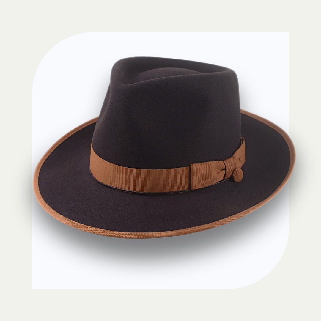 Chocolate Brown Teardrop Fedora Hat | the Caesar | Custom Fit Fur Felt ...