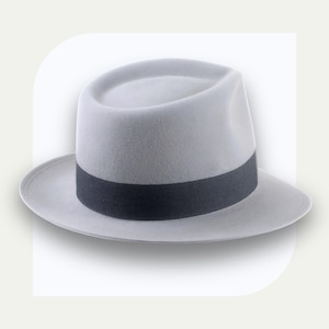 Light Grey Wide Brim Fedora Hat | the Howitzer | Custom Fit Fur Felt - Etsy