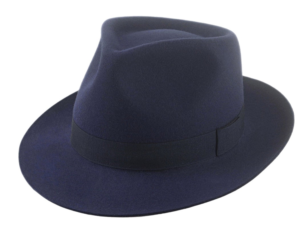 Navy Blue Fedora Hat - the DIPLOMAT | Handmade Rabbit Fur Felt | Men's ...