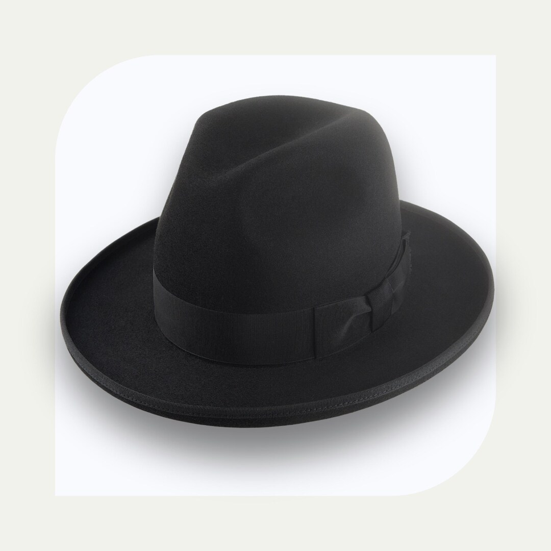 Black Rolled Brim Fedora Hat | the Williams | Center-dent Crown Fur ...