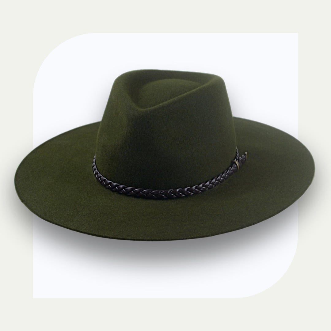 Loden Wide Brim Outback Hat | Teardrop Crown | Custom Fit Fur Felt - Etsy