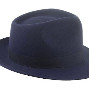 Navy Blue Fedora Hat - the DIPLOMAT | Handmade Rabbit Fur Felt | Men's ...