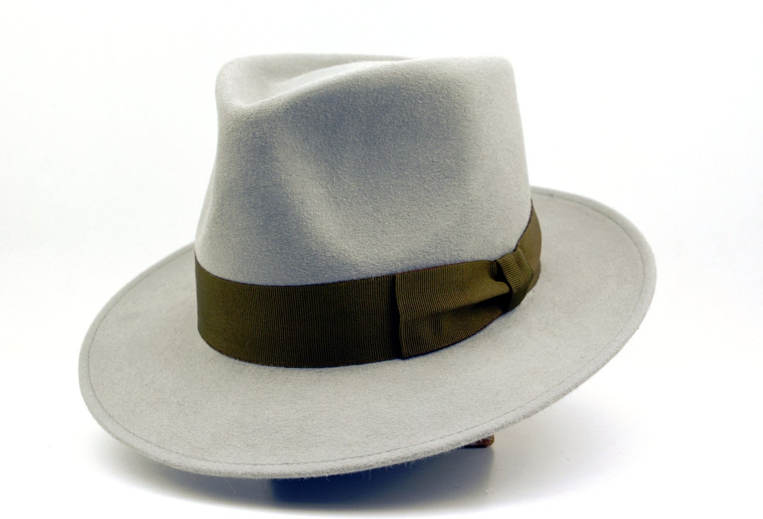 Light Grey Wide Brim Fedora - the 5217 | Handmade Fur Felt | Men's ...