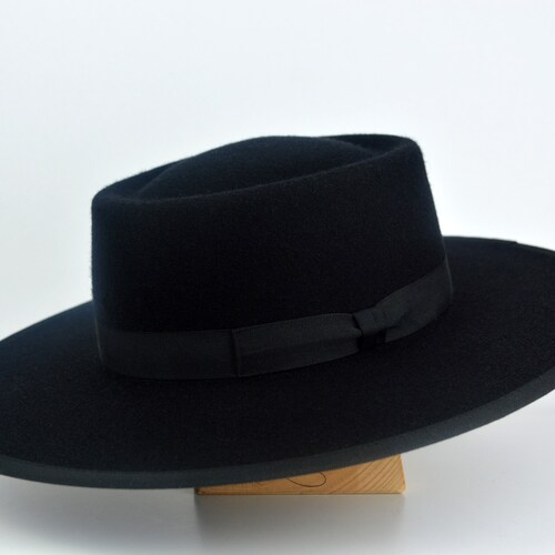 Round Crown Fedora the INDIAN Black Wide Brim Hat Men - Etsy Round Crown Fedora the INDIAN Black Wide Brim Hat Men - Etsy