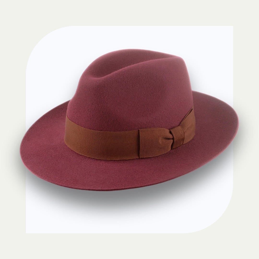 Wine Wide Brim Fedora | the Pinnacle | Custom Fit Rabbit Felt - Etsy
