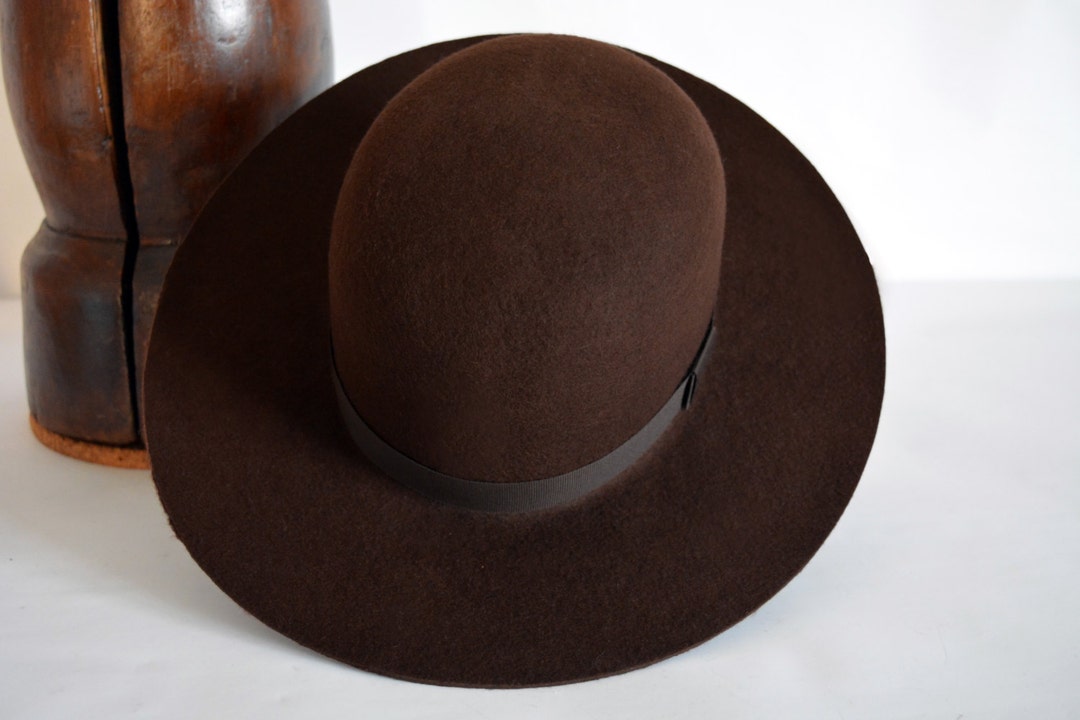 Dark Brown Round Crown Hat - the TILLER | Wide Brim Western | Optional ...