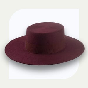 Burgundy Flat Brim Western Cowboy Hat | the Mestizo | Custom Fit Wool ...
