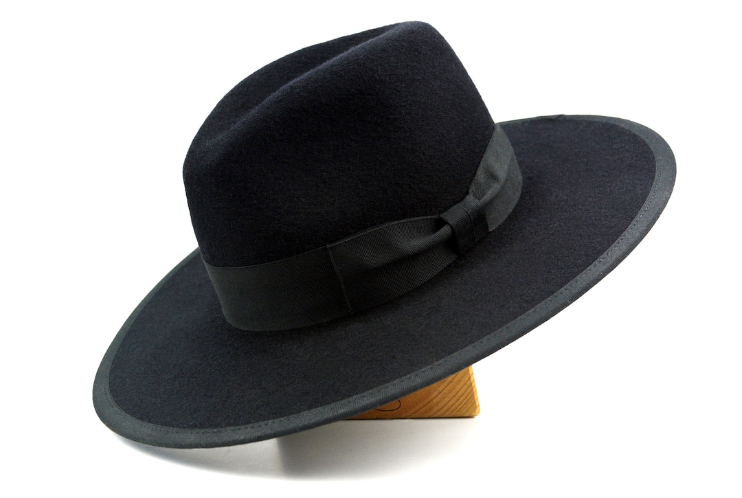 Wide Brim Fedora | the JOCKO | Black Wide Brim Hat Men Women | Wool ...