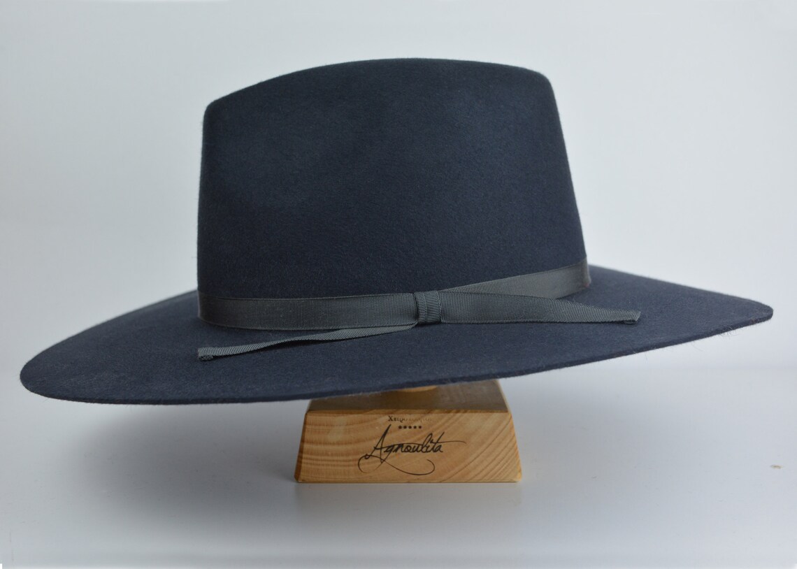 Wide Brim Fedora the LONGSWORD Slate Grey Fur Felt Wide - Etsy