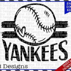 Yankee Baseball Sketch SVG DXF EPS Silhouette Cameo Cricut Baseball ...
