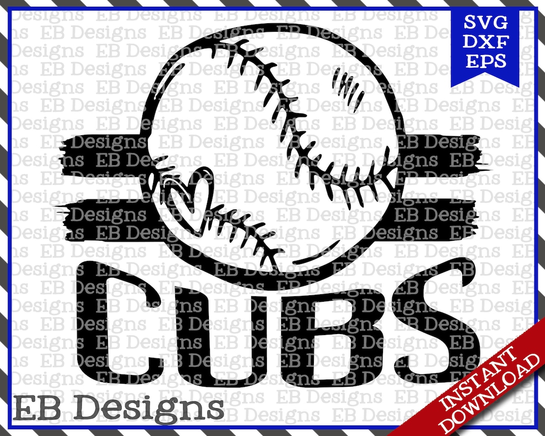 Cubs Baseball Sketch SVG DXF EPS Silhouette Cameo Cricut Baseball Vinyl ...