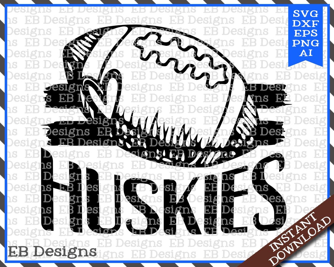 Huskies Football Sketch SVG DXF EPS Silhouette Cameo Cricut Football ...