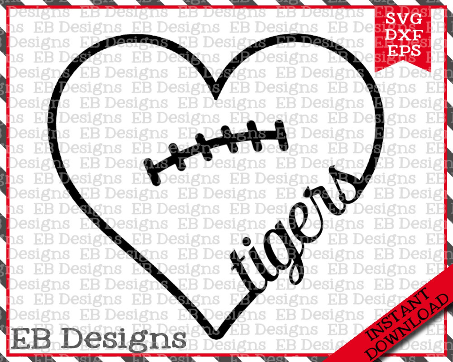 Tiger Football SVG DXF EPS Cutting Machine Files Silhouette - Etsy