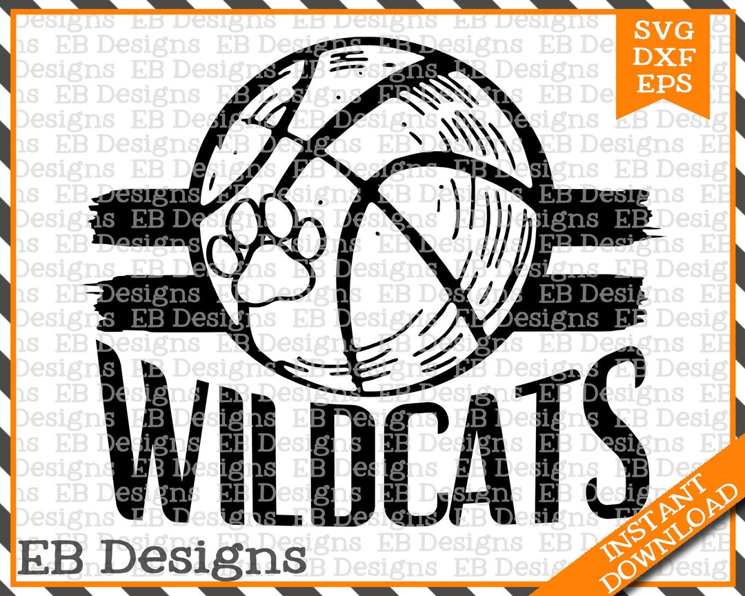 Wildcats Basketball Paw SVG DXF EPS Silhouette Cameo Cricut Basketball ...