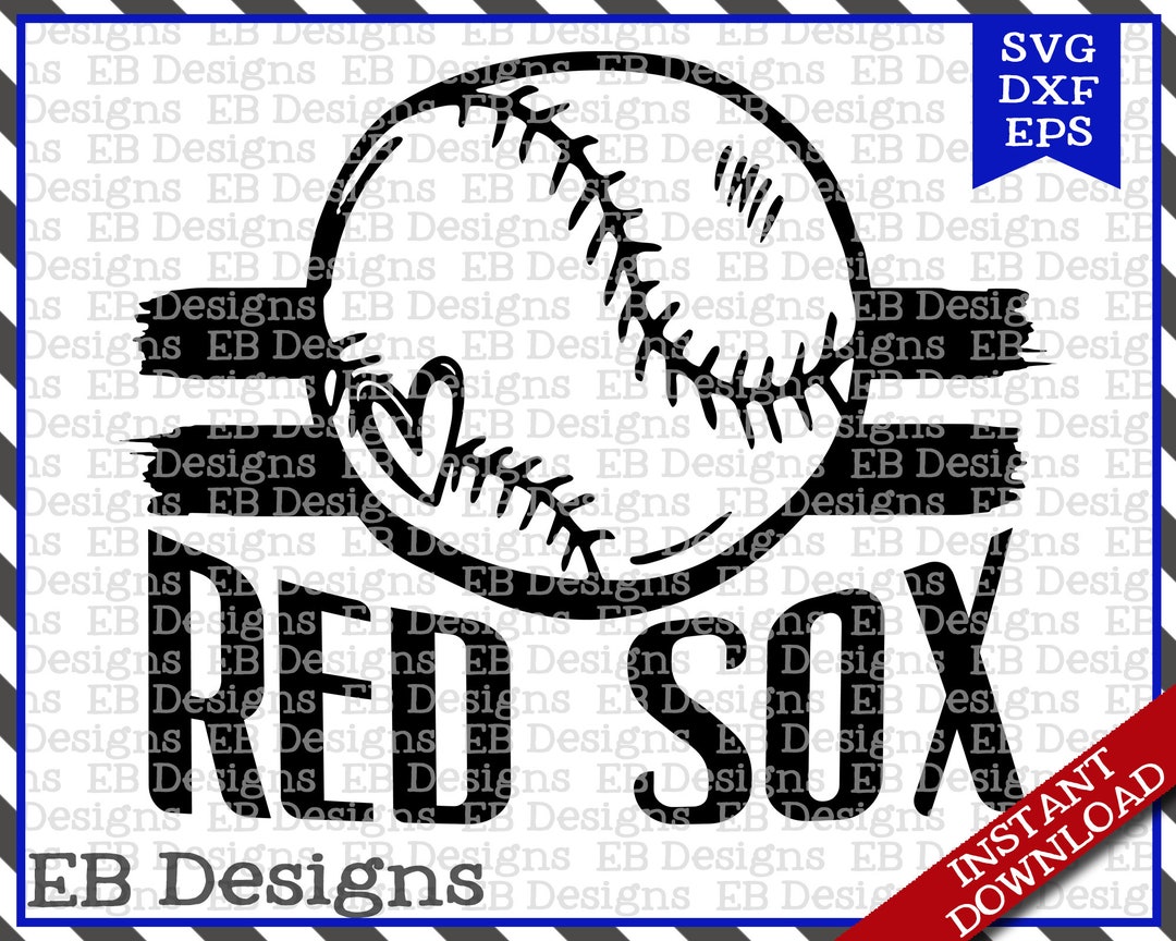 Red Sox Baseball Sketch SVG DXF EPS Silhouette Cameo Cricut Baseball ...