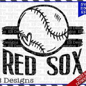Red Sox Baseball Sketch SVG DXF EPS Silhouette Cameo Cricut Baseball ...