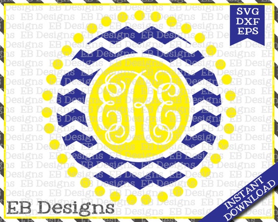 Chevron Monogram Frame Cut File SVG EPS and DXF | Etsy