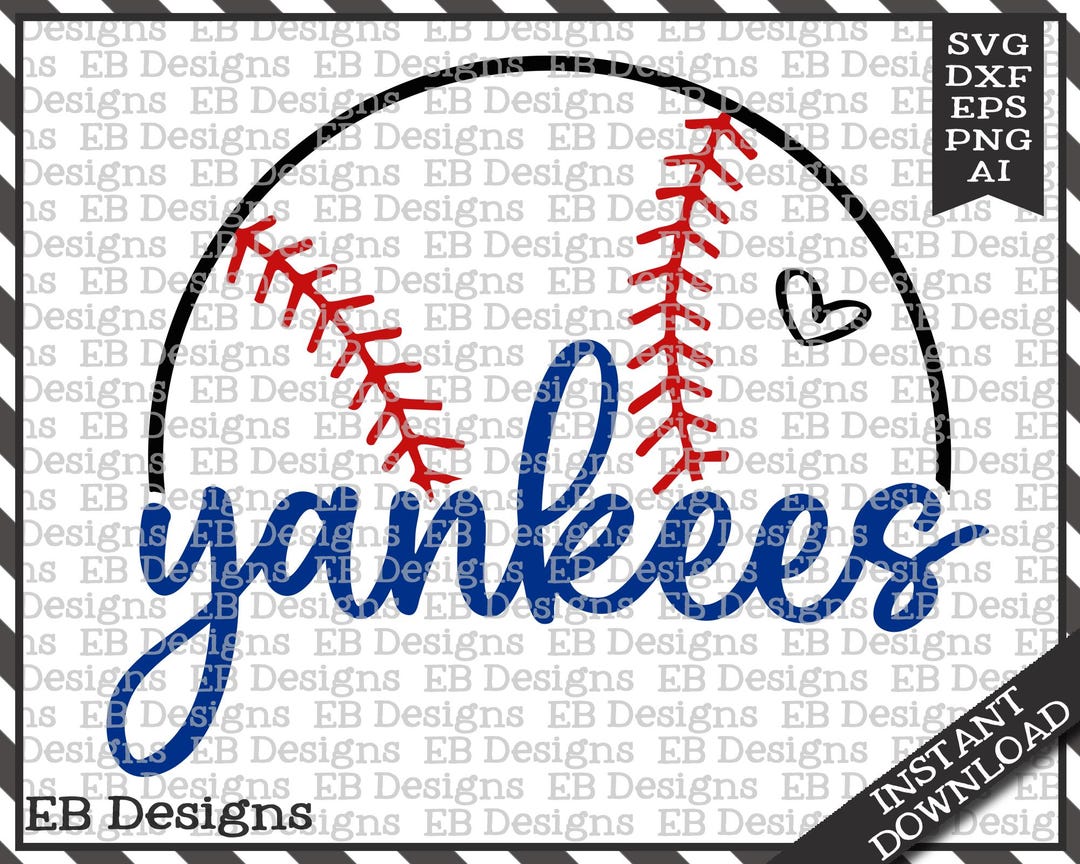 Yankees Baseball Shirt SVG DXF EPS Silhouette Cameo Cricut Baseball ...