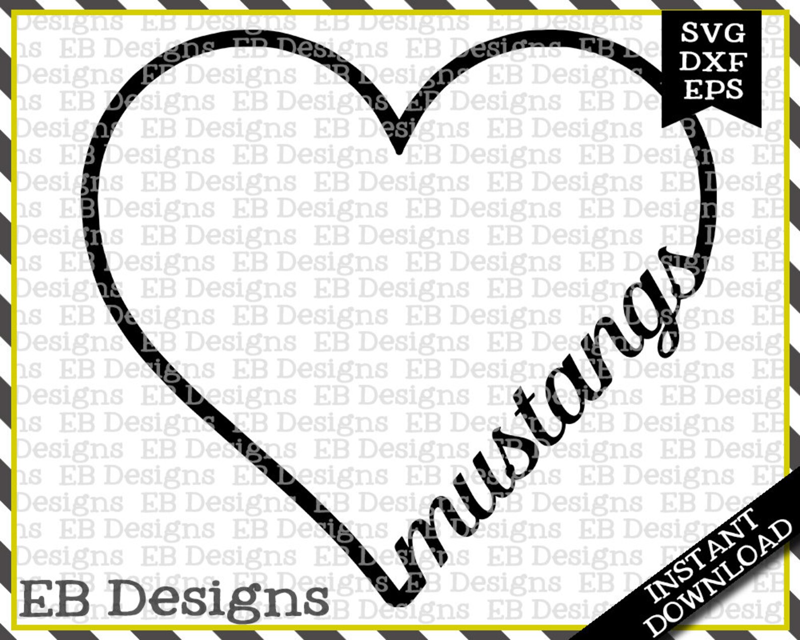 Mustangs Love / Mustangs Heart SVG DXF EPS Cutting Machine | Etsy