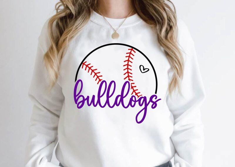 Bulldog Baseball Shirt SVG DXF EPS Silhouette Cameo Cricut Baseball ...