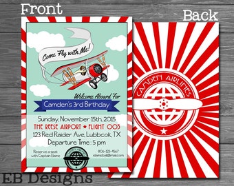 Editable Airplane Birthday Invitation Template Aviation Birthday Party ...