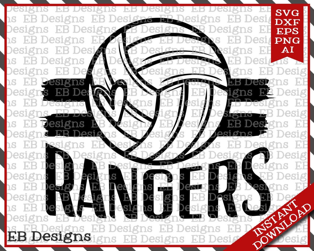 Rangers Volleyball SVG DXF EPS Silhouette Cameo Cricut Volleyball Vinyl ...