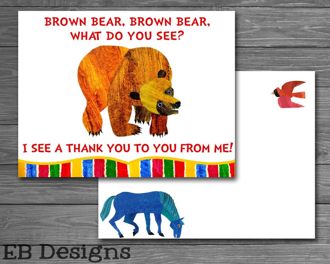 Brown Bear Thank You Cards - Etsy