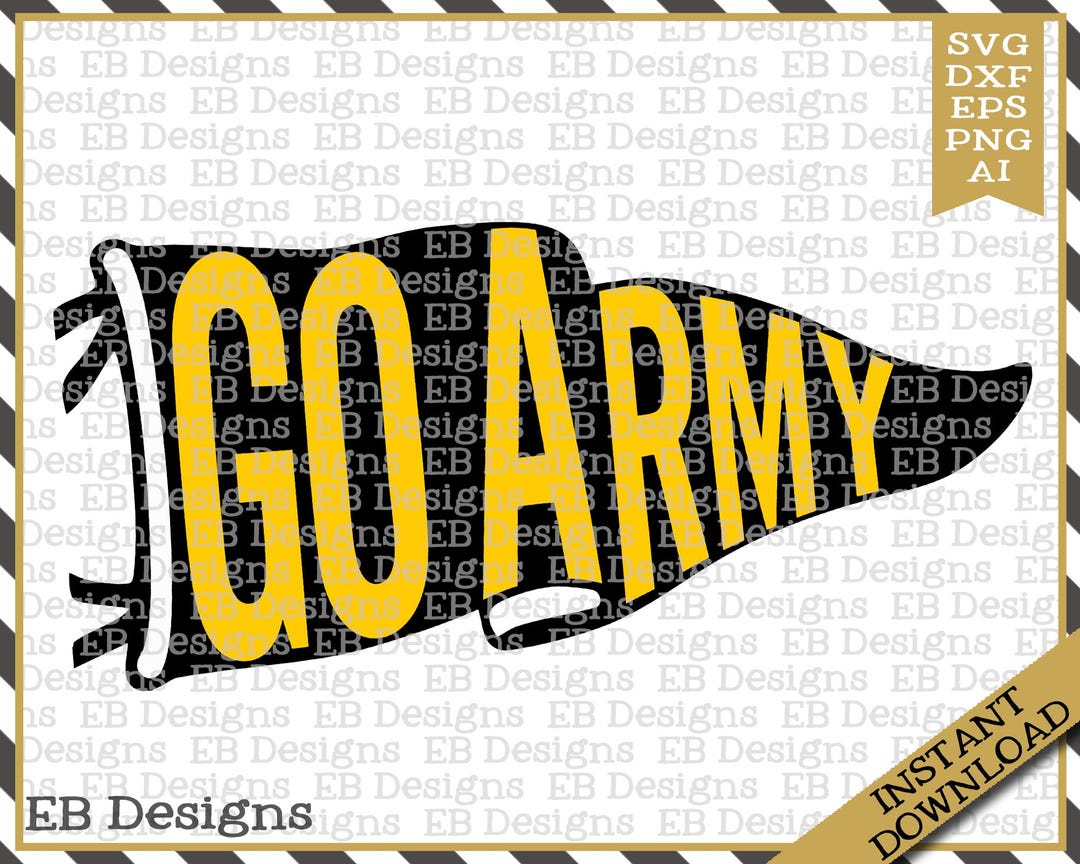 Army Pennant Mascot Pennant SVG DXF EPS Silhouette Cameo Cricut Vinyl ...
