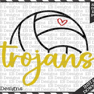 Trojans Volleyball SVG DXF EPS Silhouette Cameo Cricut Volleyball Vinyl ...