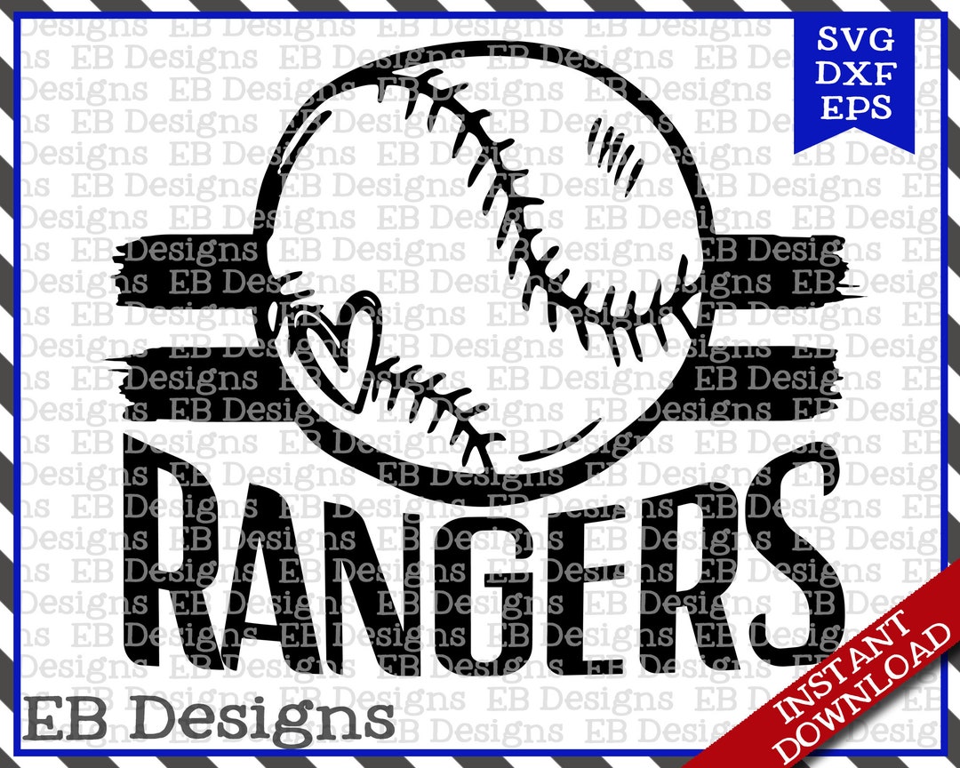 Rangers Baseball Sketch SVG DXF EPS Silhouette Cameo Cricut Baseball ...