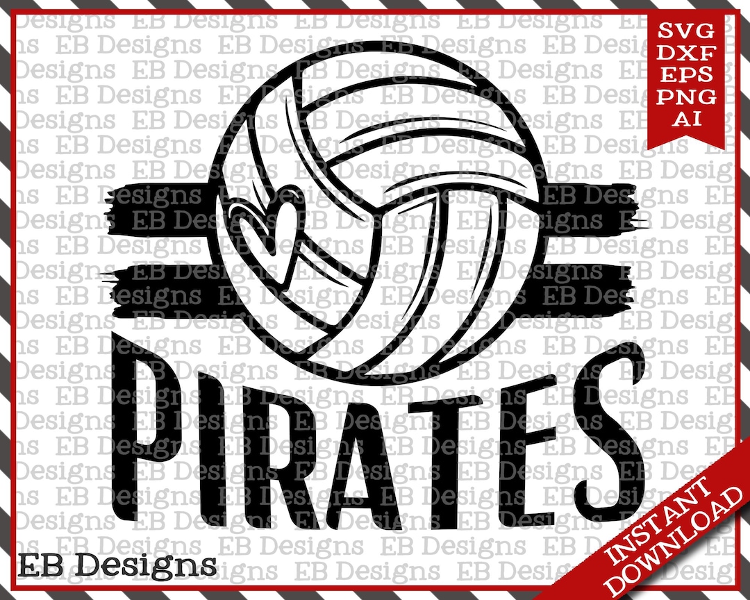 Pirates Volleyball SVG DXF EPS Silhouette Cameo Cricut Volleyball Vinyl ...