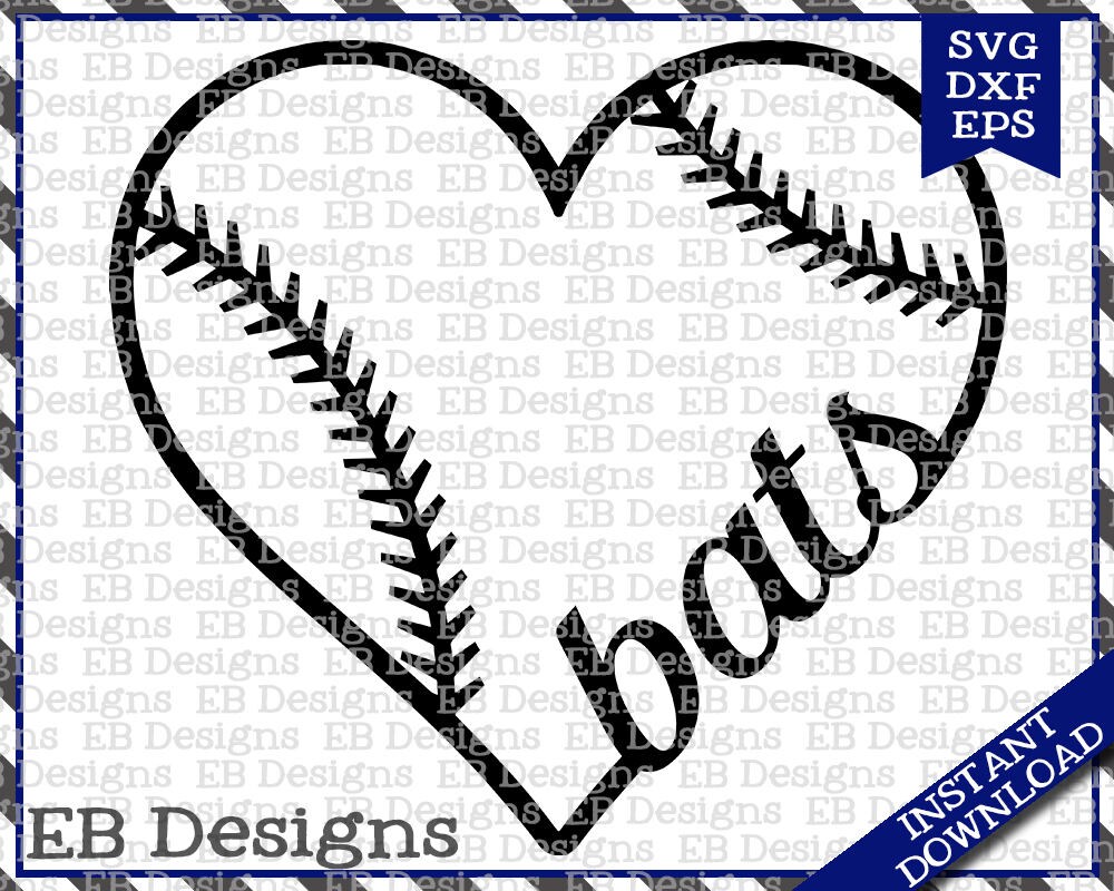 Bats Baseball Love SVG DXF EPS Cutting Machine Files - Etsy