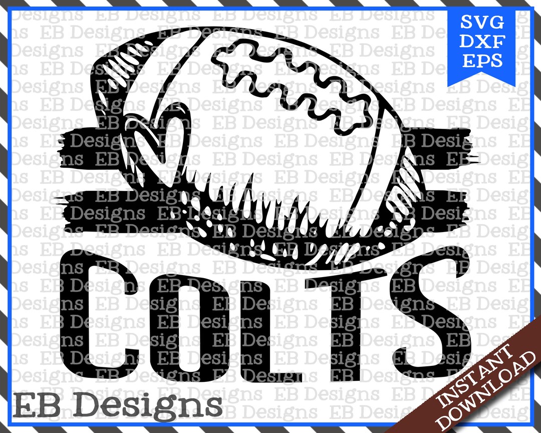 Colts Football Sketch SVG DXF EPS Silhouette Cameo Cricut Football ...