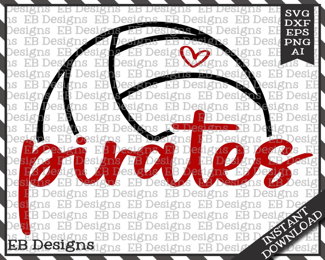 Pirates Volleyball SVG DXF EPS Silhouette Cameo Cricut Volleyball Vinyl ...