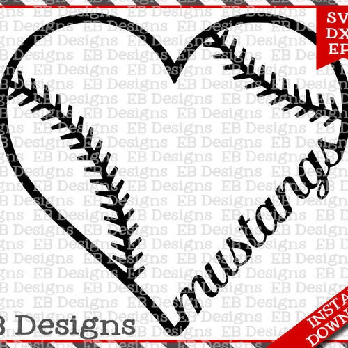Mustangs Heart SVG | Etsy