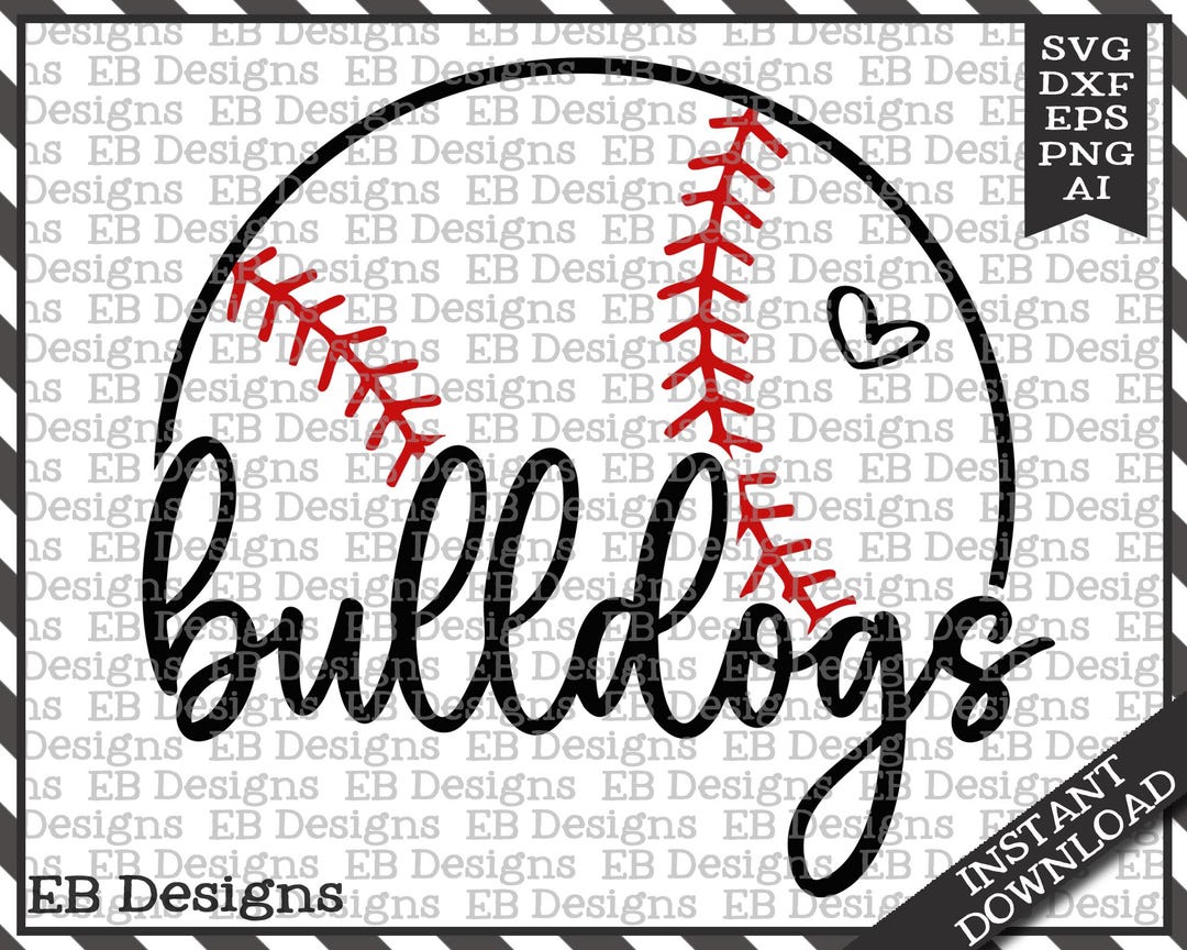 Bulldog Baseball Shirt SVG DXF EPS Silhouette Cameo Cricut Baseball ...